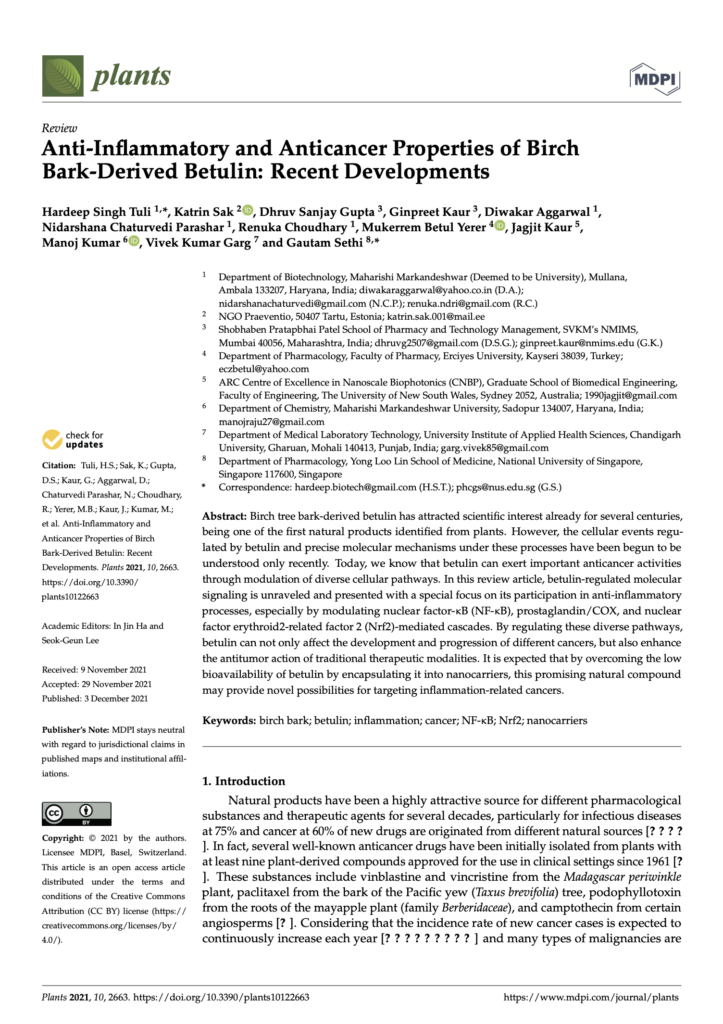 Anti-Inflammatory and Anticancer Properties of Birch Bark-Derived ...