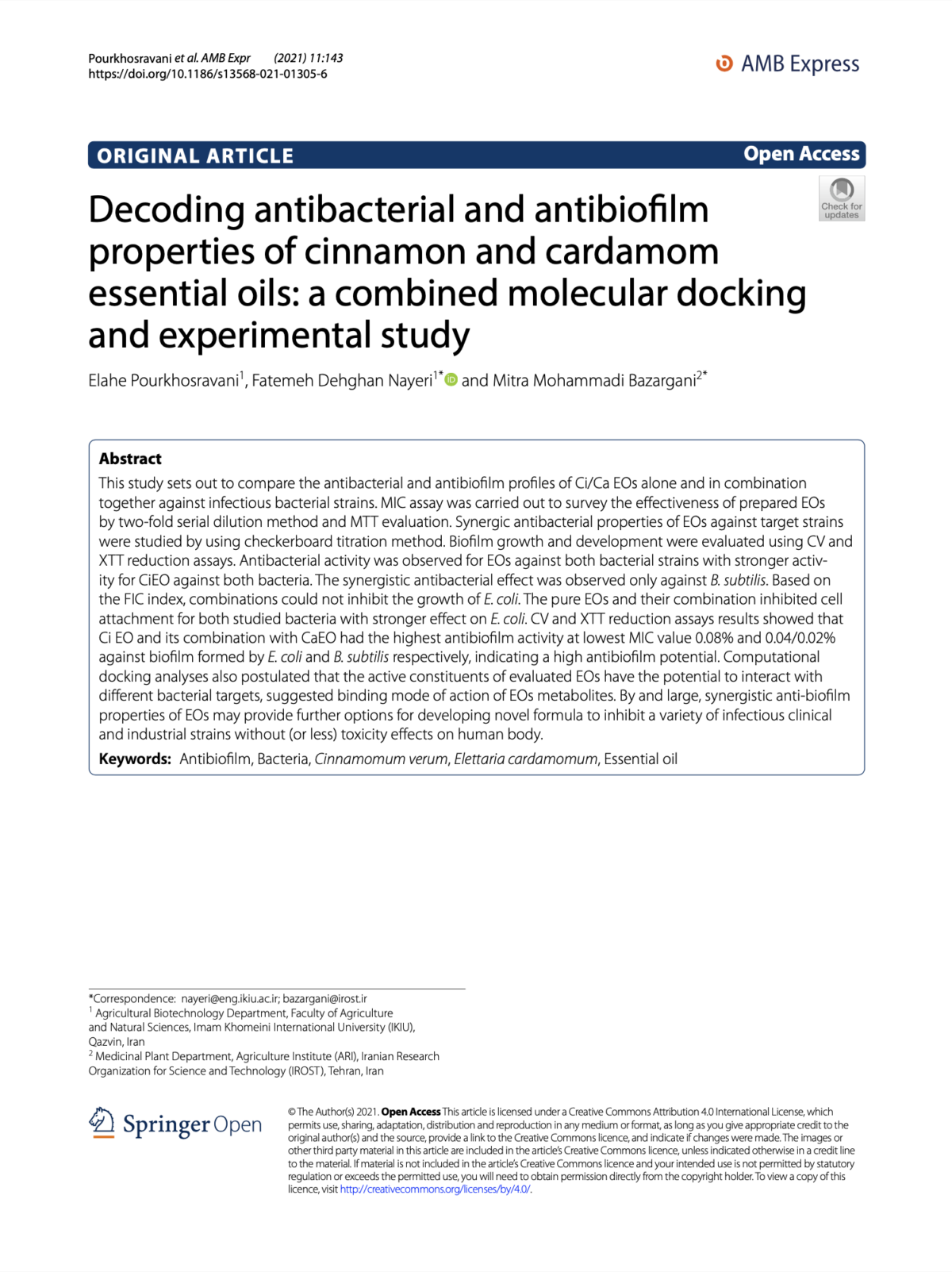 Decoding antibacterial and antibiofilm properties of cinnamon and ...