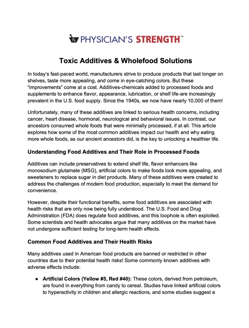 Toxic Additives Wholefood Solutions | Physician's Strength